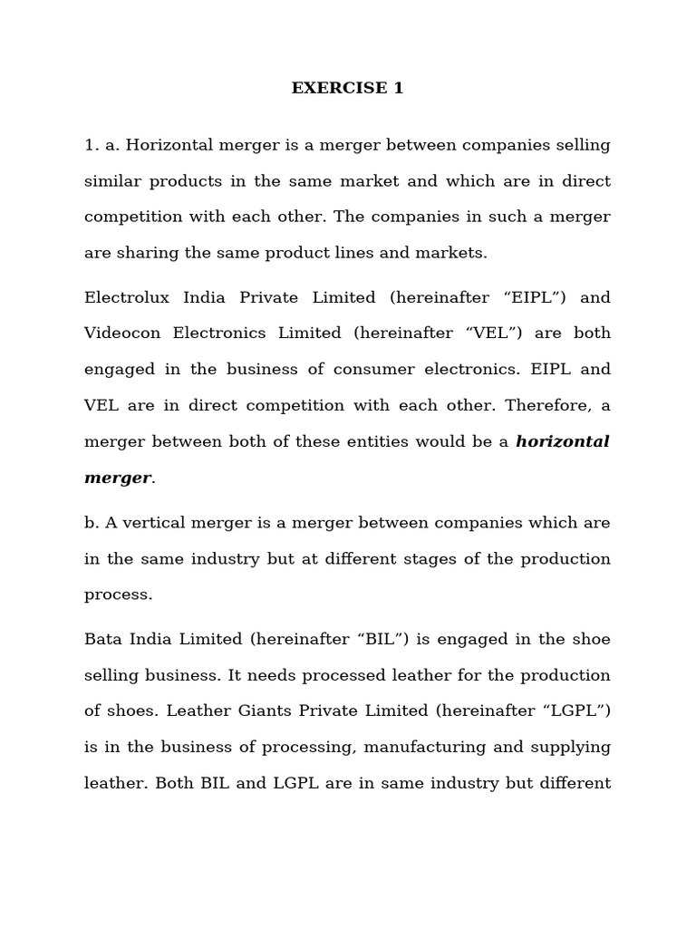 Exercises On Merger and Demerger | PDF | Mergers And Acquisitions ...