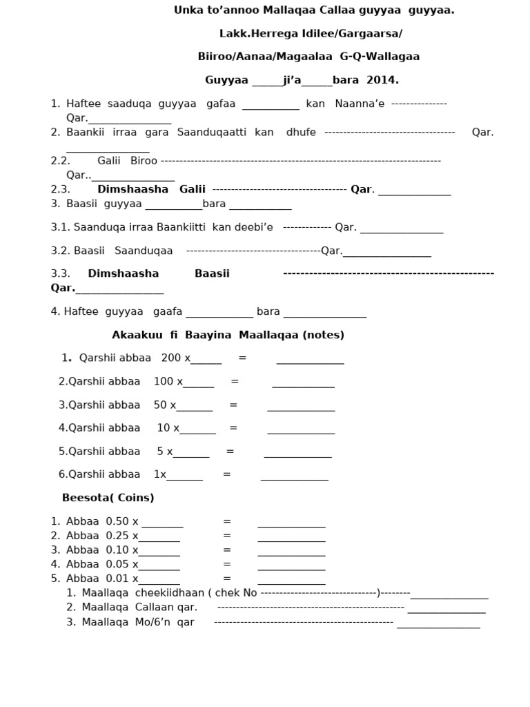 Unka Lakkaawwii Maallaqaa Caalla | PDF