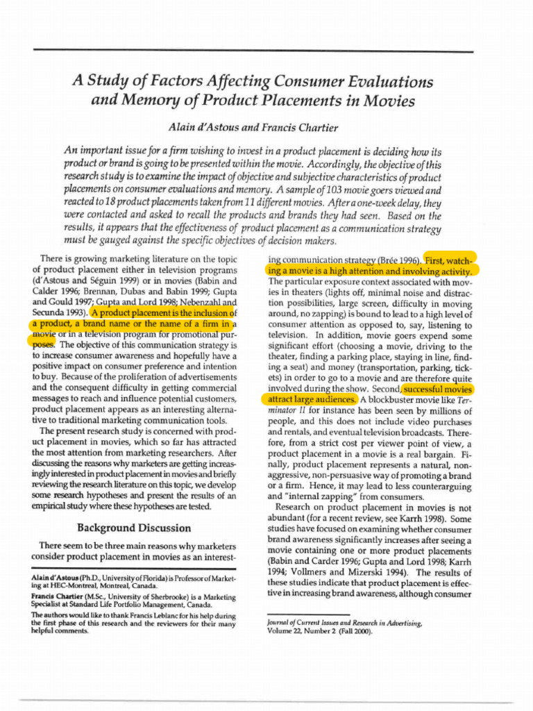 D'Astous & Chartier (2000) | PDF