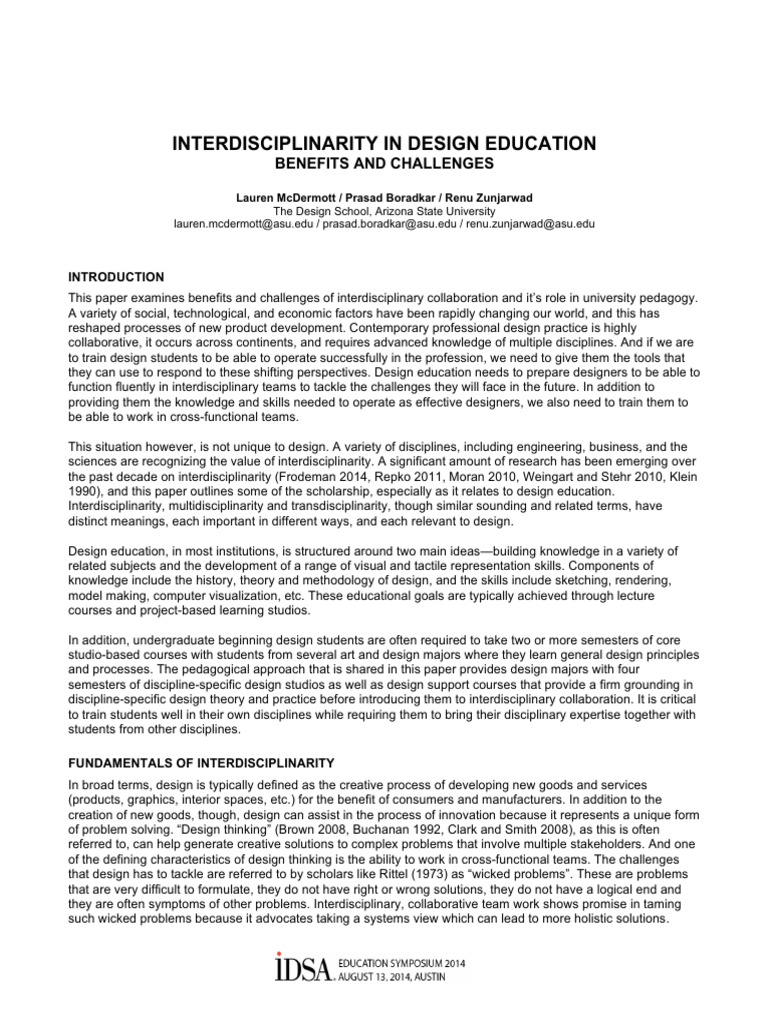 Interdisciplinarity in Design Education | PDF | Interdisciplinarity ...