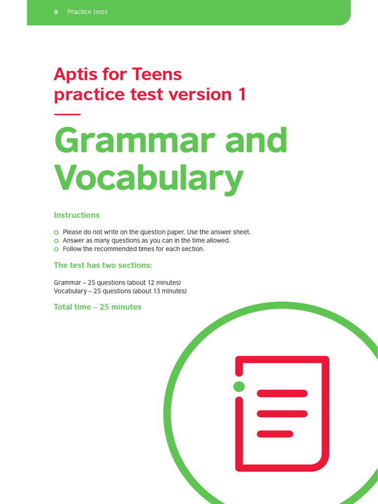 Aptis for Teens Practice Test 1 | PDF | Sports | Disciplines