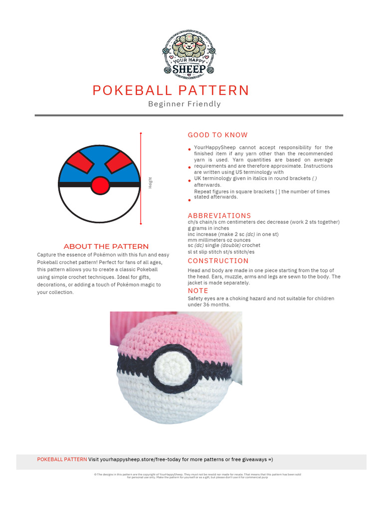 Crochet-Pokemon-Pokeball-Amigurumi-PDF-Pattern.pdf | PDF | Crochet ...