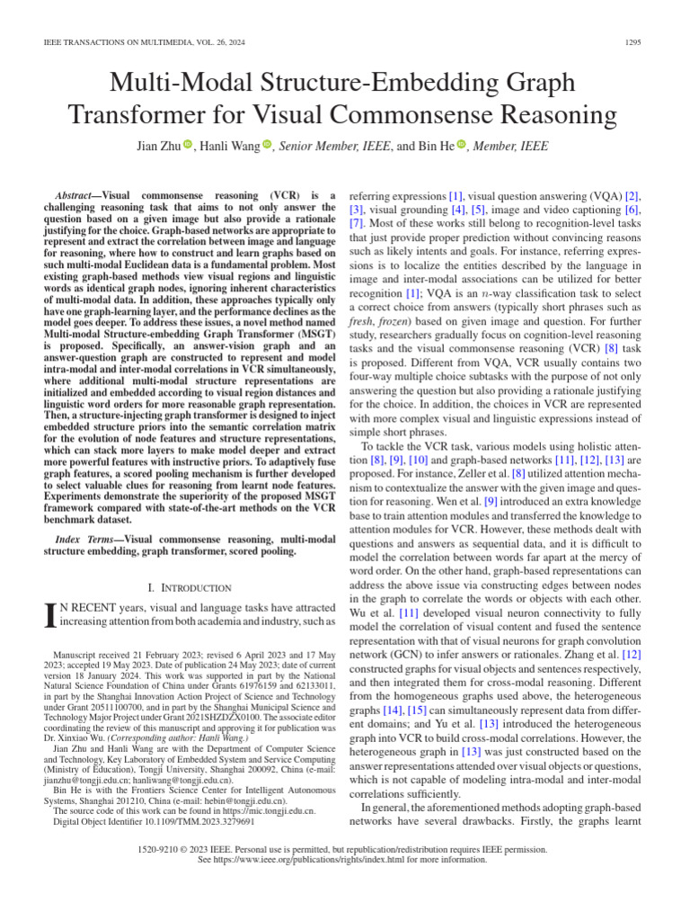 Multi-Modal Structure-Embedding Graph Transformer For Visual Commonsense Reasoning | PDF ...