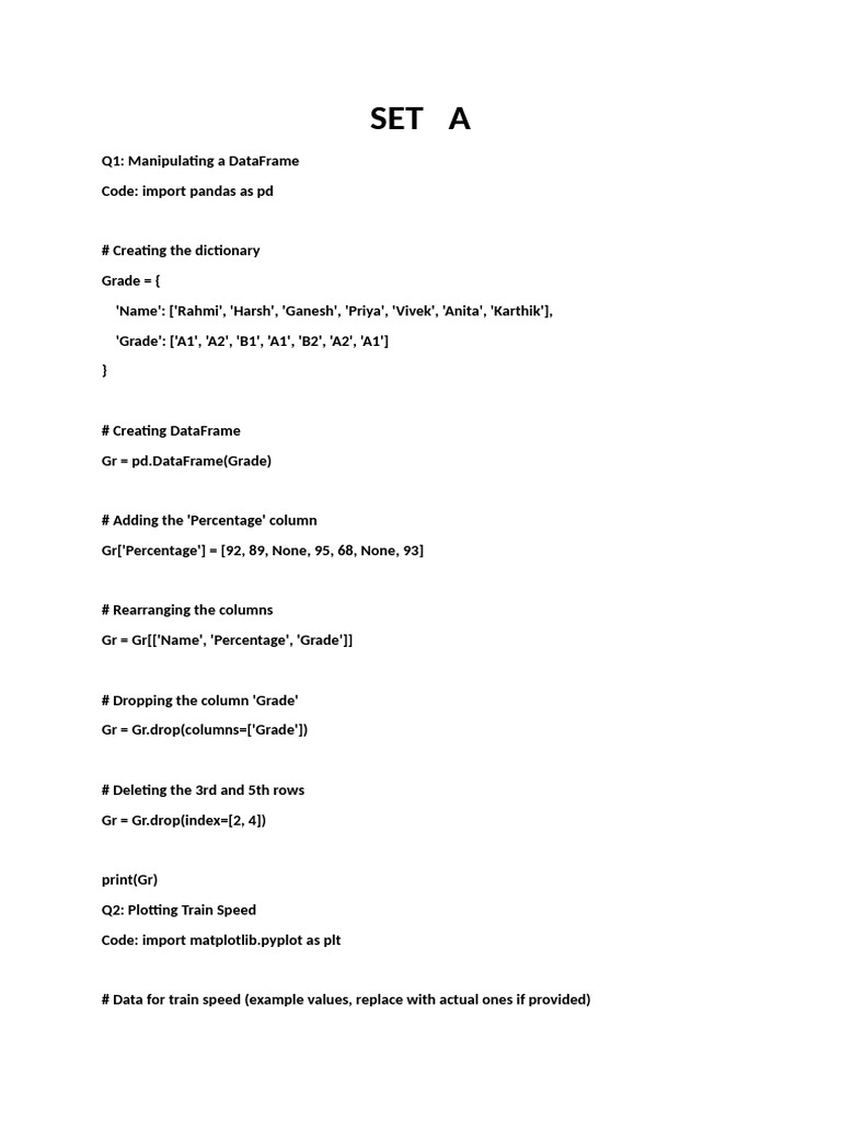 SET A Answer Key | PDF