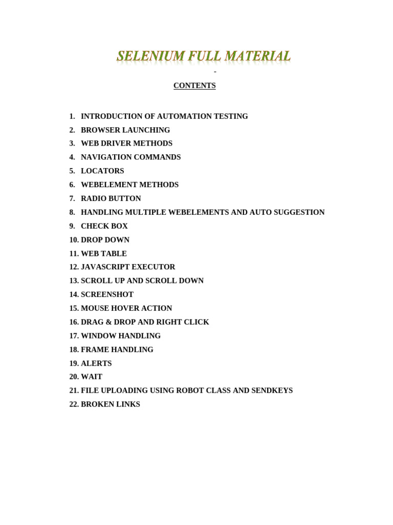 Selenium Full Material Updated Greens | PDF | Selenium (Software ...