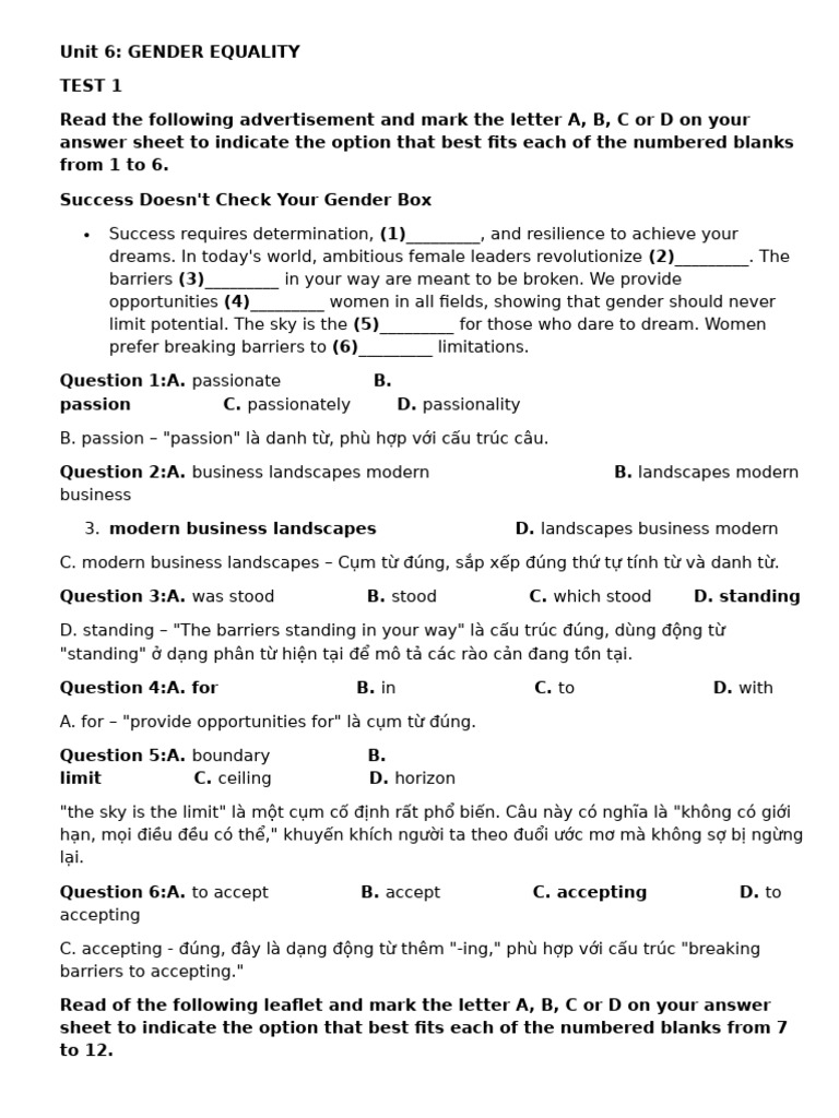 Unit 6 GB10 2025 DAP AN | PDF