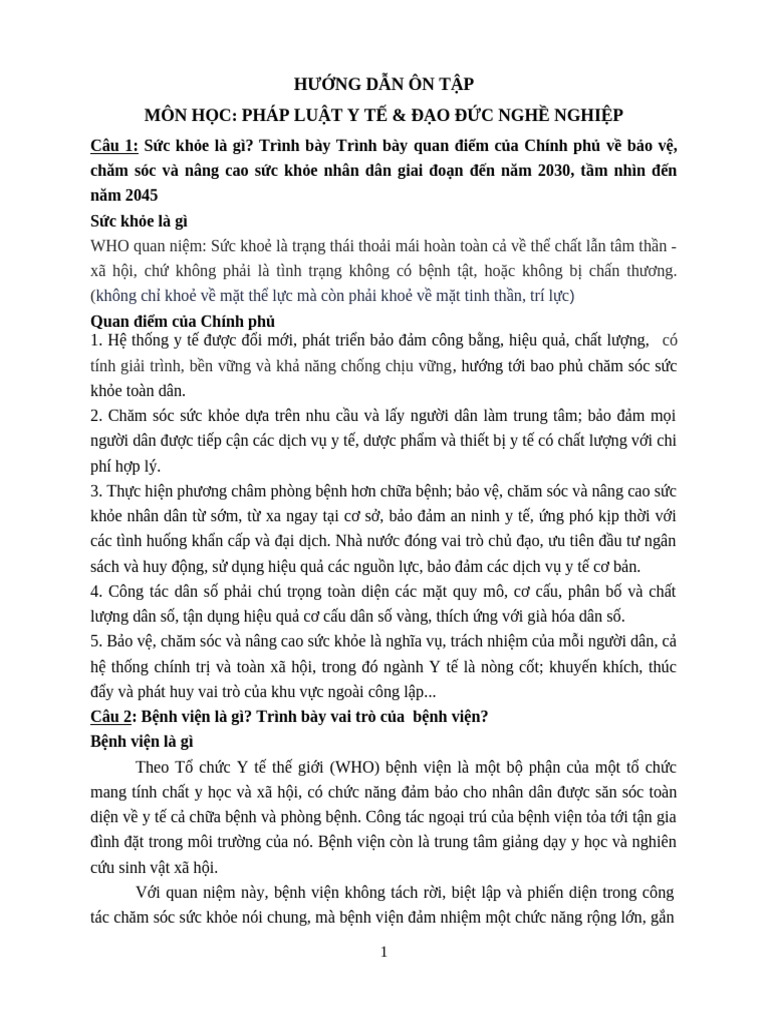 Pháp Luật y Tế Và Đạo Đức Nghề Nghiệp | PDF
