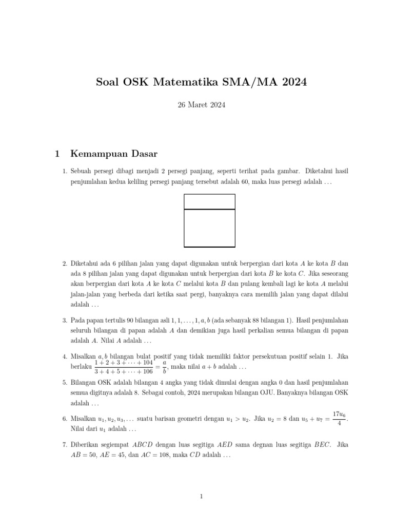 Soal OSK 2024 Www.m4th Lab.net | PDF
