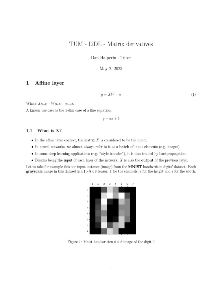 TUM I2DL Matrix Derivatives | PDF | Mathematical Analysis | Applied Mathematics