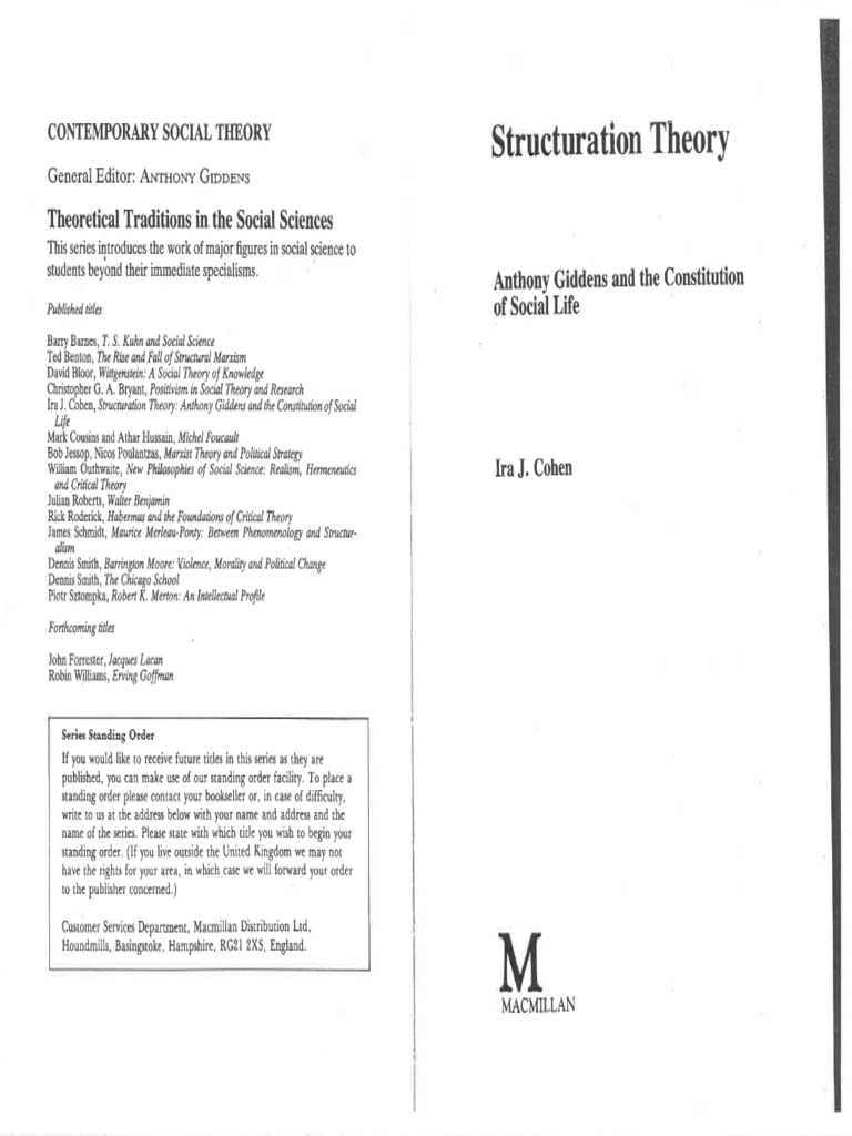 COHEN Structuration Theory Anthony Giddens and | PDF