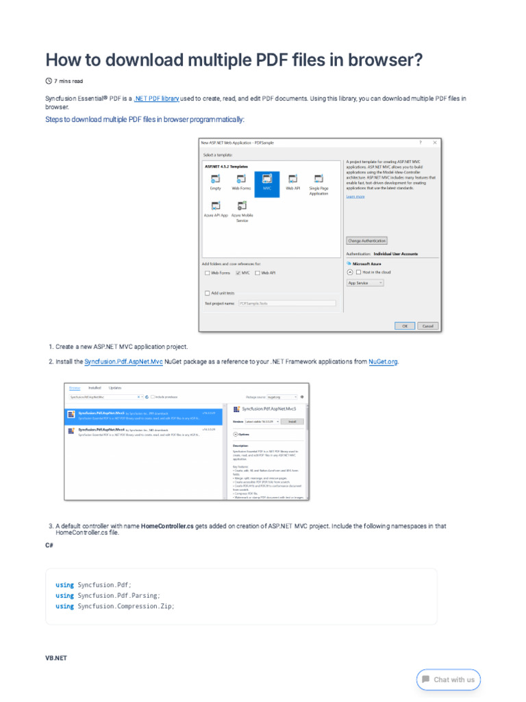 Download Multiple PDFs in ASP.NET | PDF | Zip (File Format) | C Sharp ...