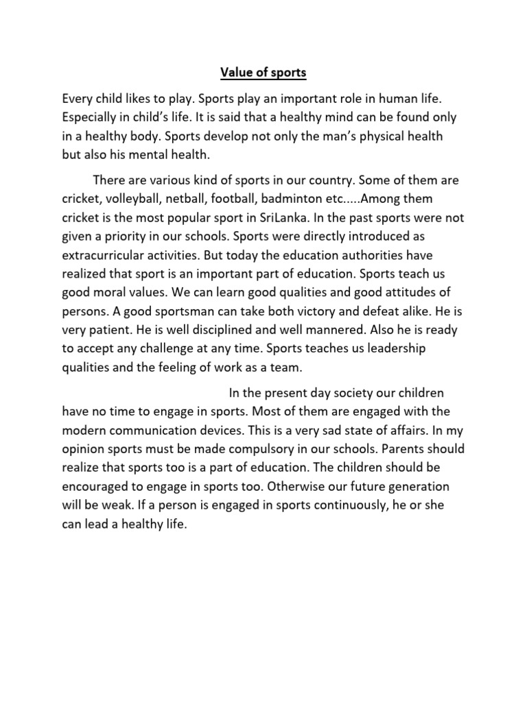 Importance of Sports in Child Development | PDF