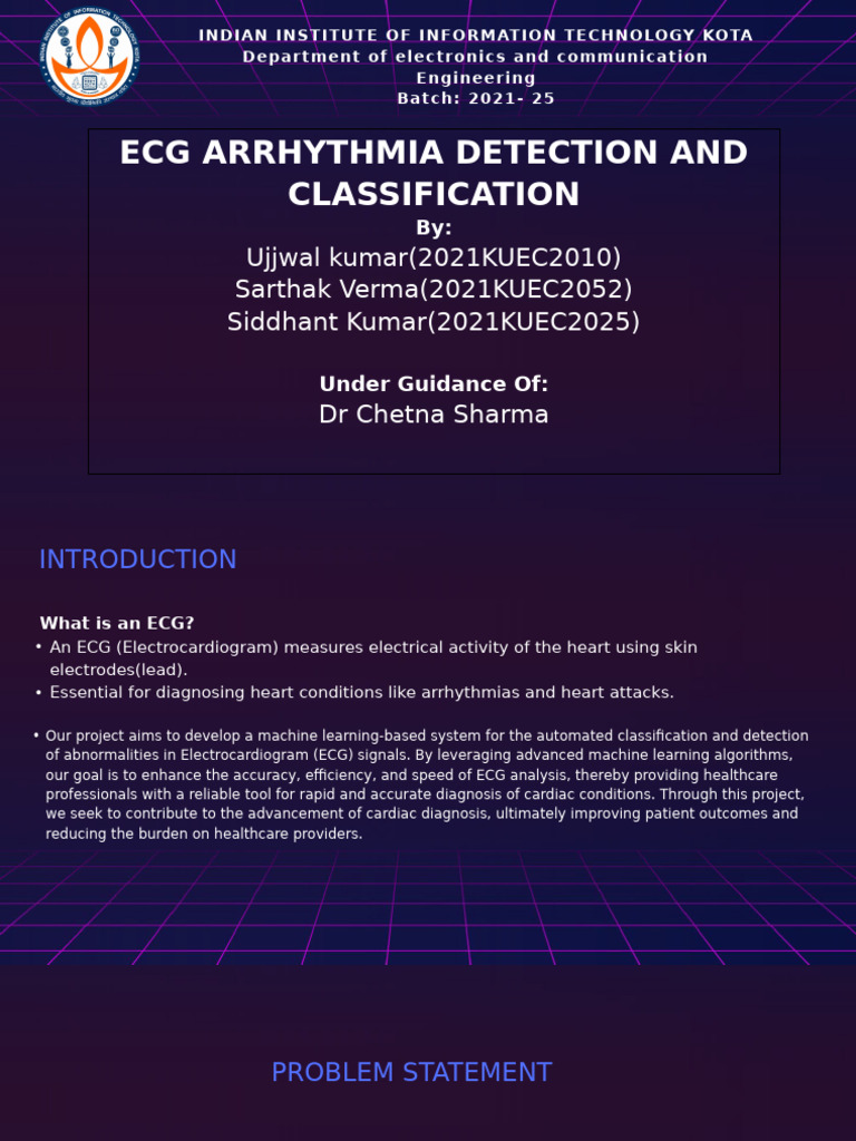 arrythmia detection presentation | PDF | Electrocardiography | Cardiology