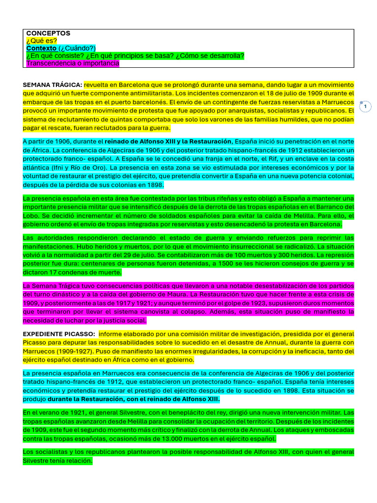 La Semana Trágica y sus Consecuencias | PDF | España | Política de españa