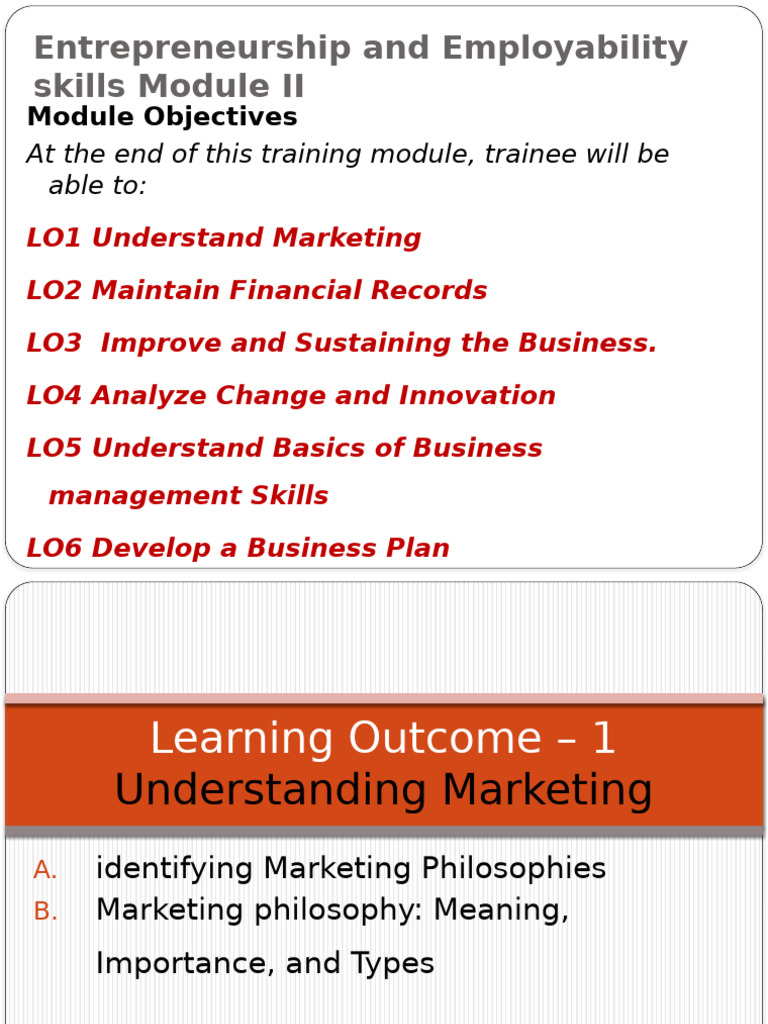 Entrepreneurship and Employability Skills Module II | PDF | Supply (Economics) | Marketing