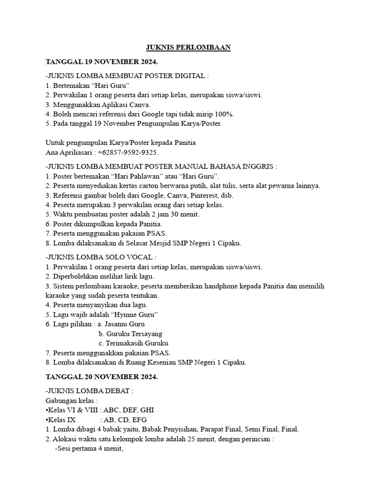 Juknis Perlombaan | PDF