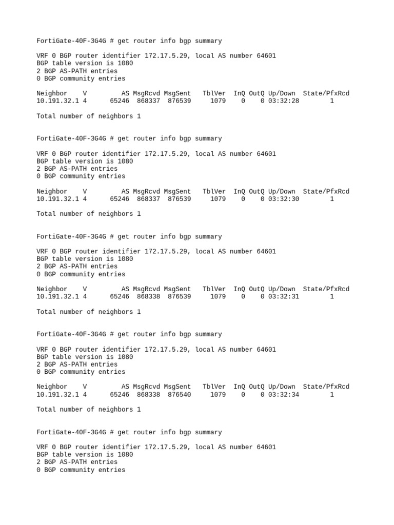 Network Admin BGP Summary Report | PDF | Router (Computing) | Computer Network