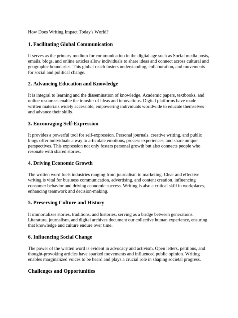 The Impact of Writing Today | PDF | Communication | Knowledge