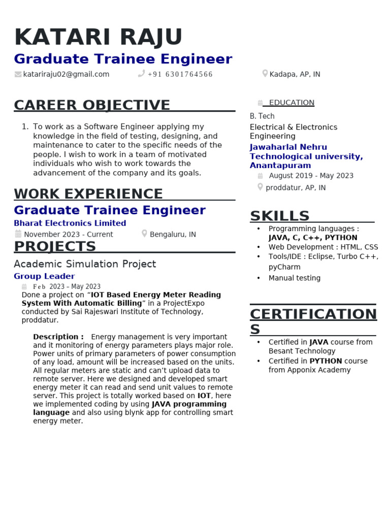 Software Engineer New Grad Resume Example | PDF | Java (Programming Language) | Software