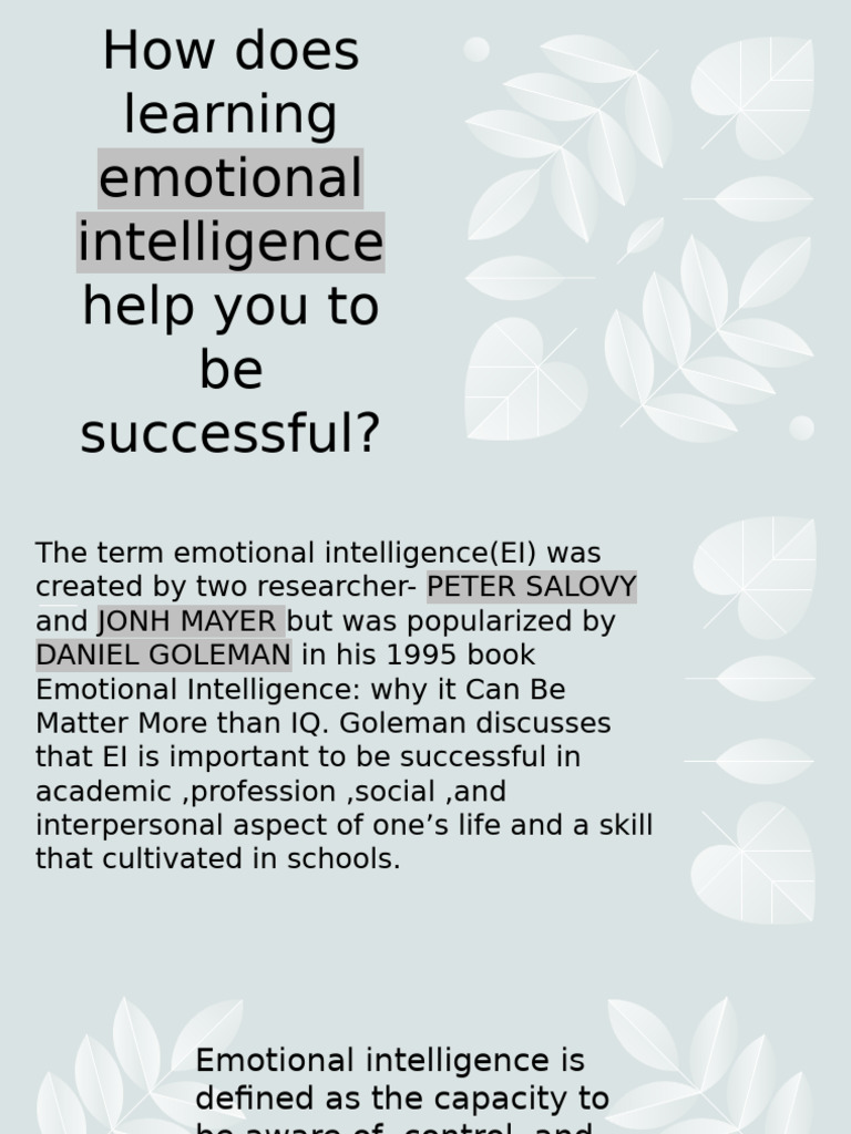 How Does Learning Emotional Intelligence Help You To | PDF | Emotional ...