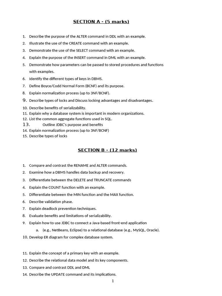 DBMS question bank | PDF | Databases | Relational Database