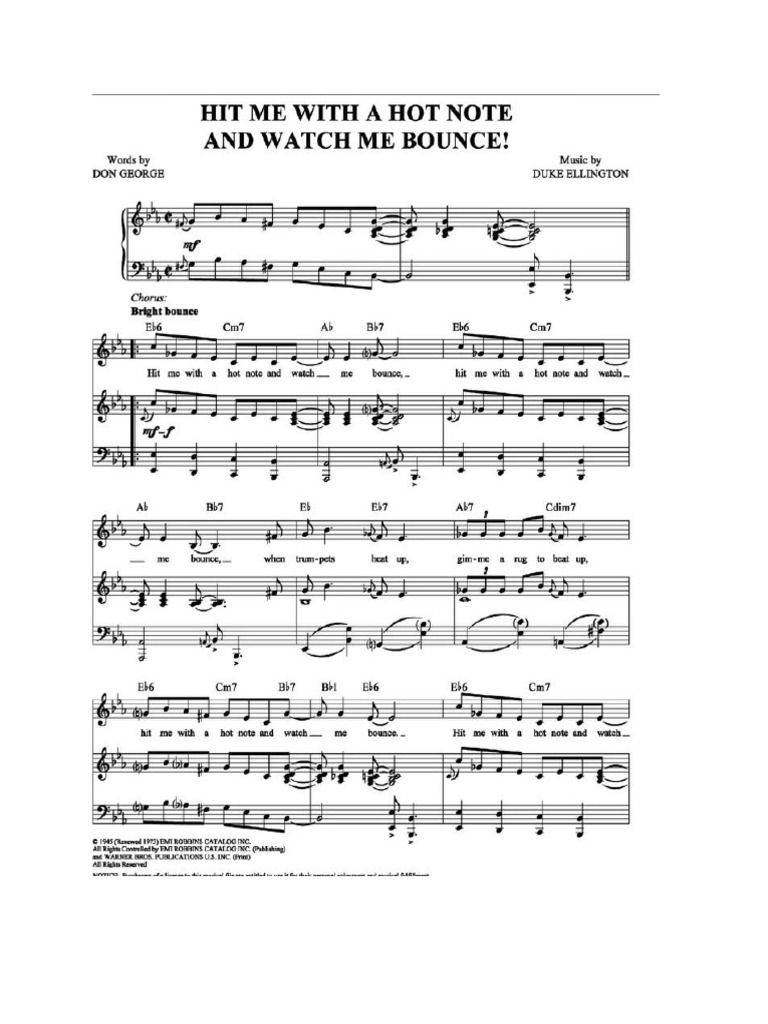 Hit Me With A Hot Note - Sheet Music | PDF