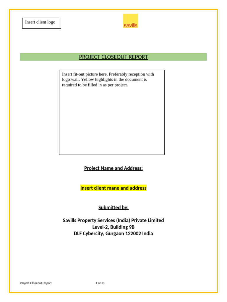 Project Closeout Report Template | PDF