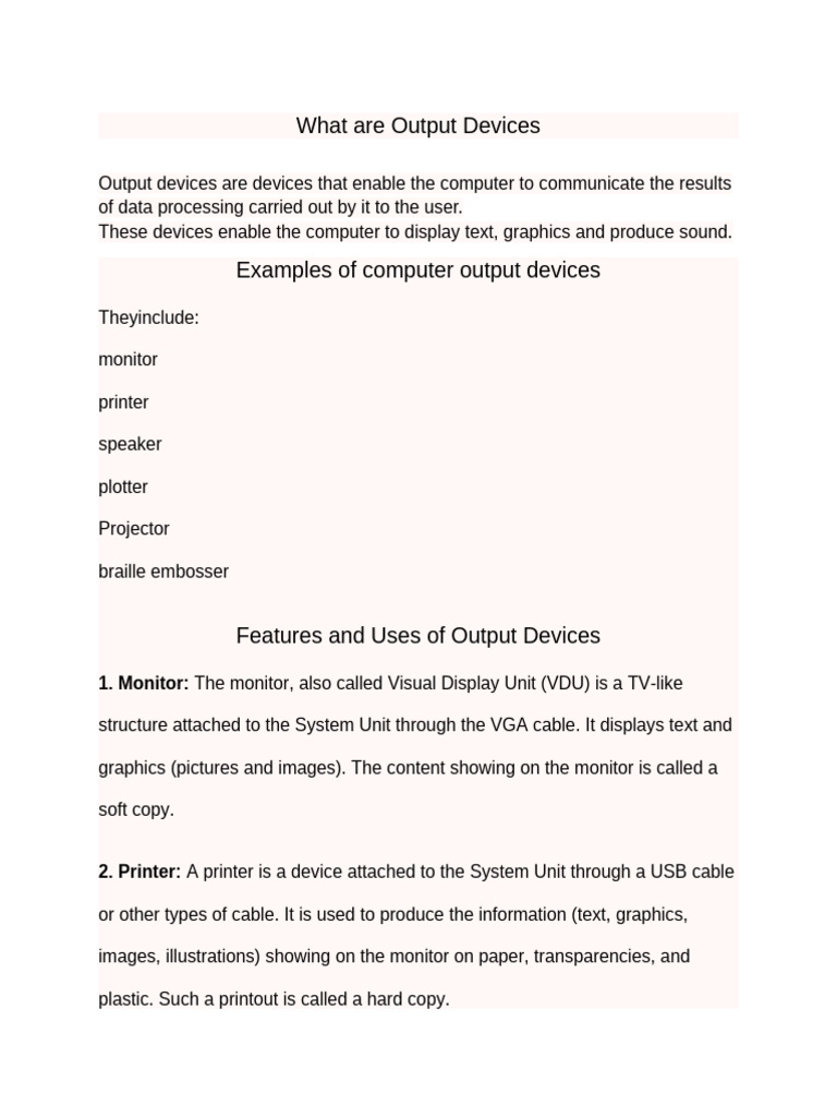 Input And Output Devices Pdf Printer Computing Computer Keyboard 9513