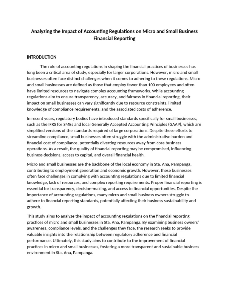 Impact of Accounting Regulations on Small Businesses | PDF | Regulatory ...