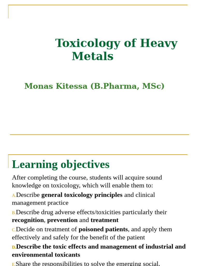 Heavy Metals Toxicology Overview | PDF | Ethanol | Solvent