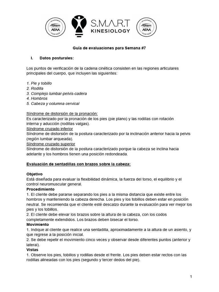 NASM CPT Guía de Evaluaciones para Semana #7 | PDF | Sistema musculoesquelético