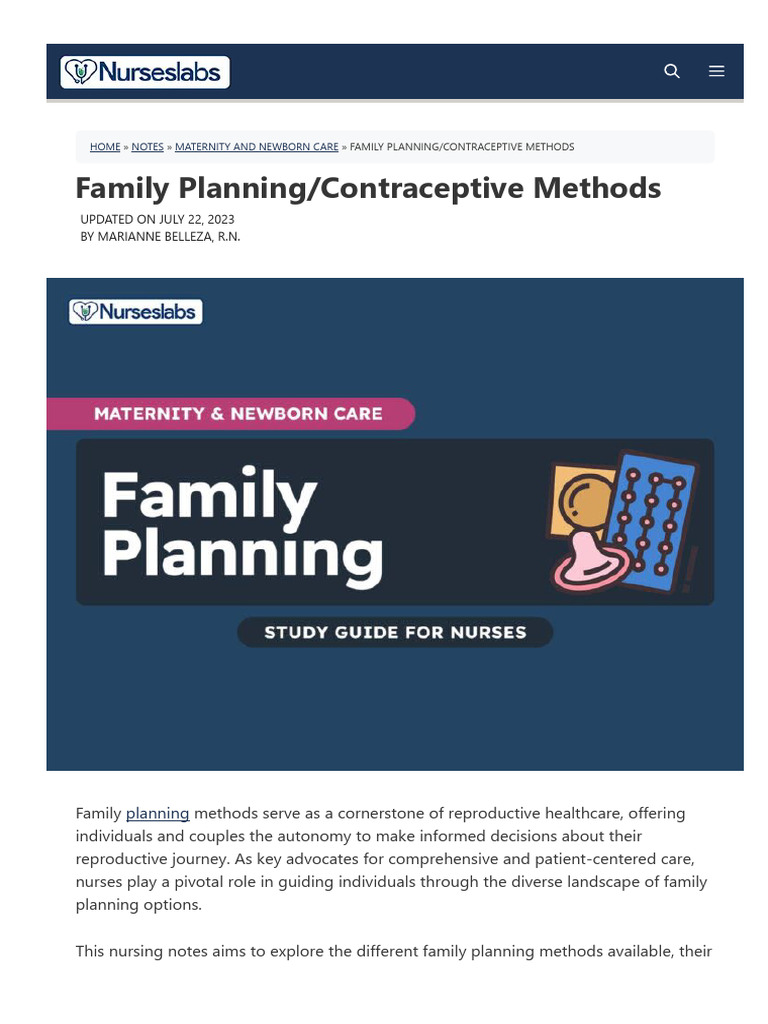 Nurseslabs Com Family Planning Methods | PDF | Birth Control | Combined ...