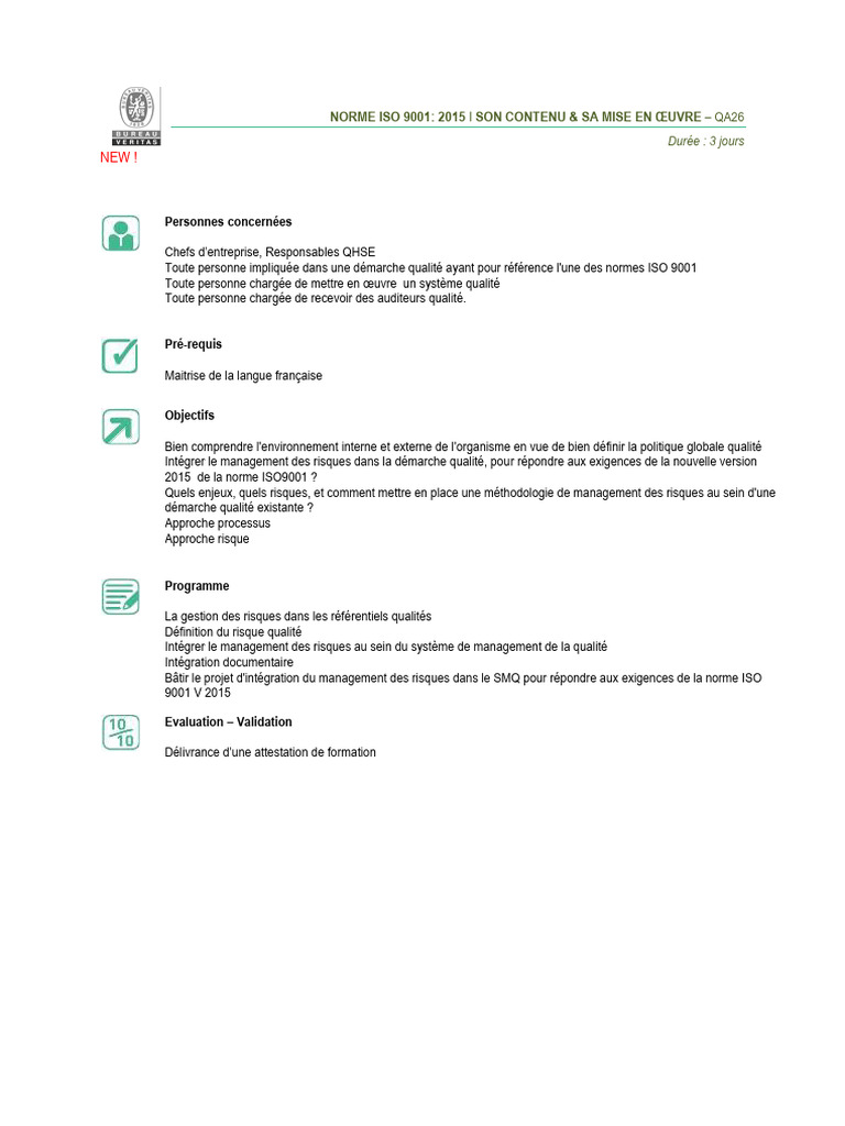 Formation ISO 9001:2015 et Management des Risques | PDF