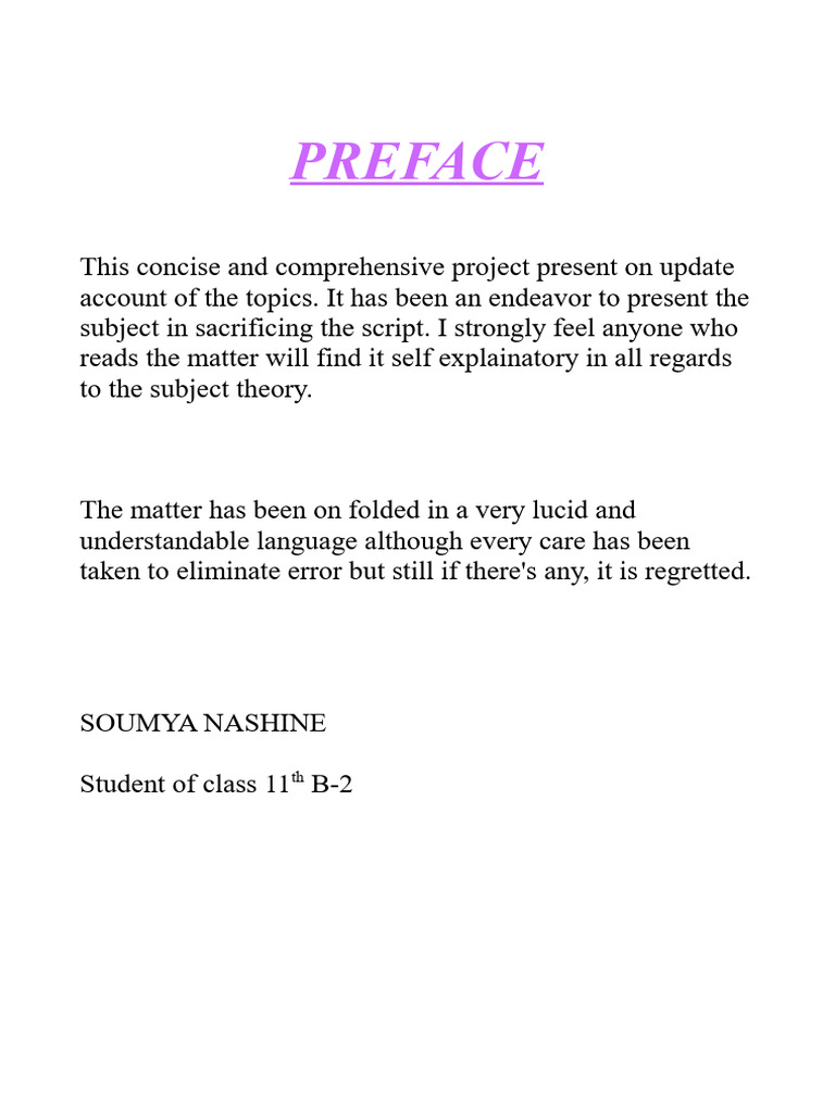 Preface Chem Project | PDF