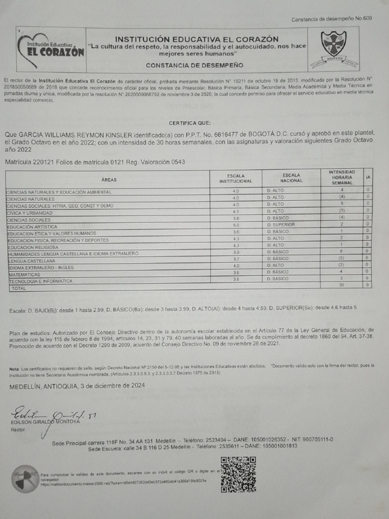 Aprobado Octavo Grado | PDF