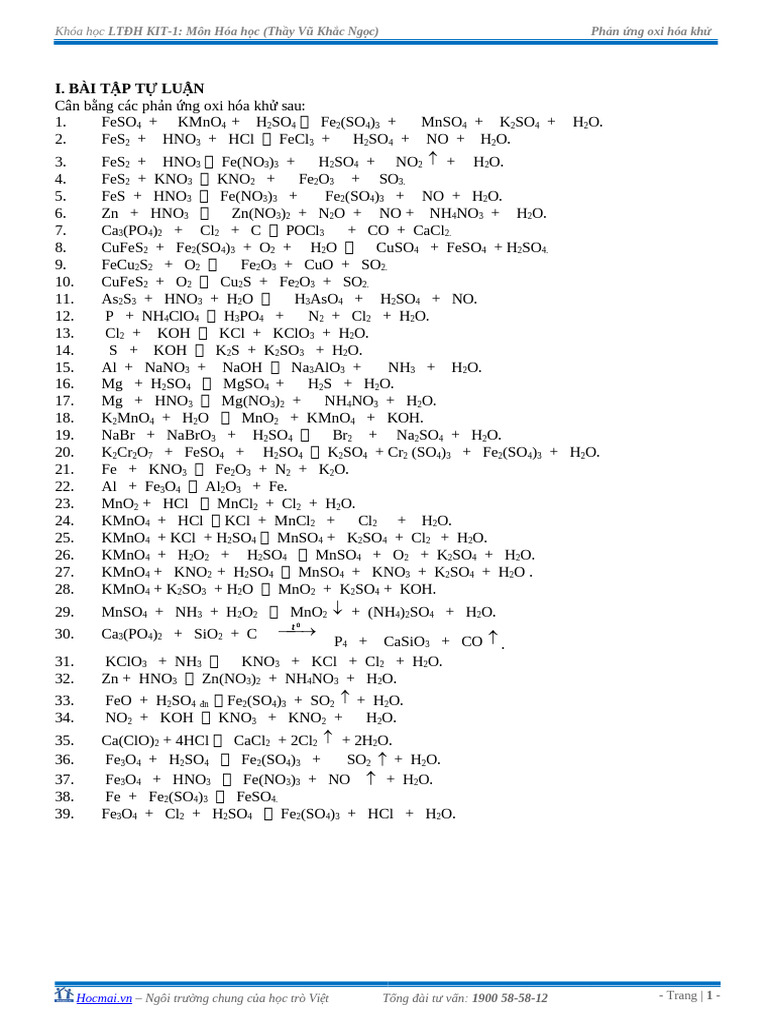 Oxi Hóa KH 1 | PDF