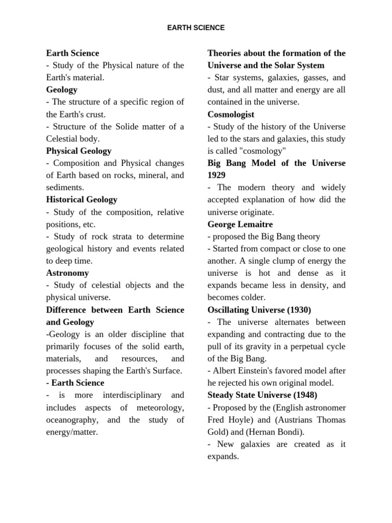 Earth Science | PDF | Universe | Earth