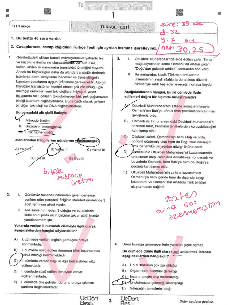 345 Turkce Deneme-1 | PDF