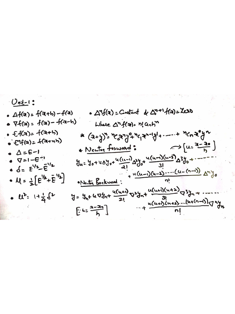 Numerical Analysis (Formulae) - (5th Sem) | PDF