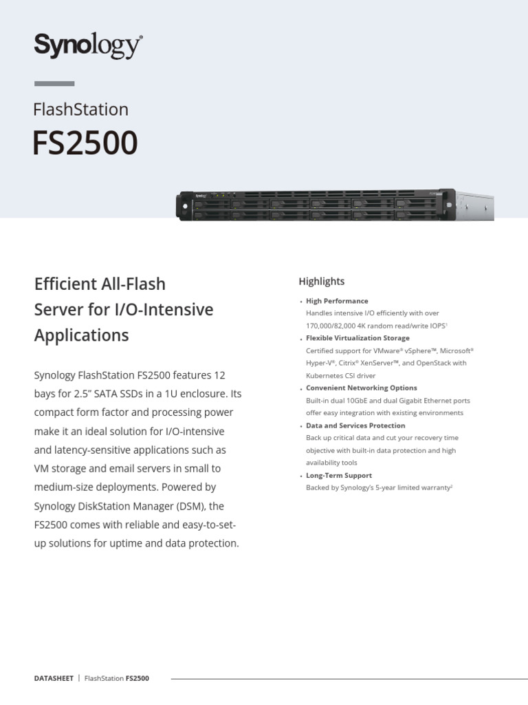 Synology FS2500 Data Sheet Enu | PDF | Backup | File Transfer Protocol