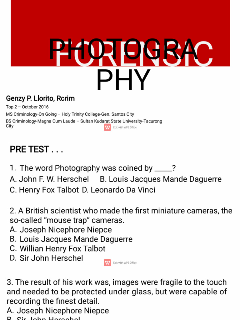 Forensic PHOTOGRAPHY | PDF | Camera Lens | Film Speed