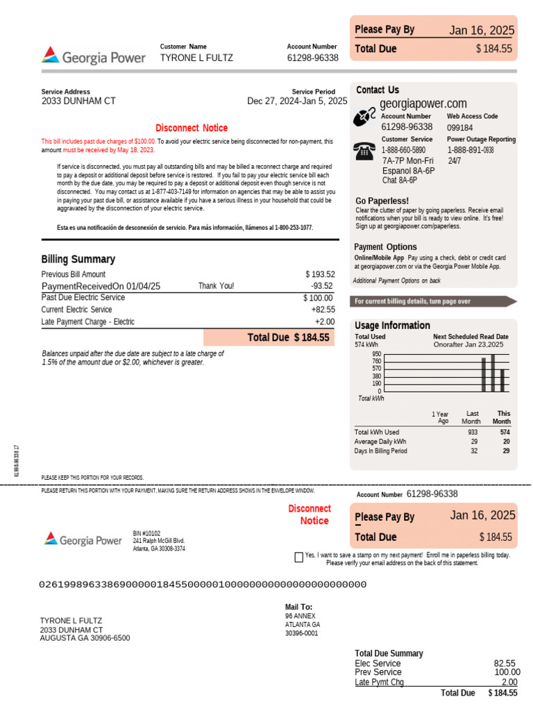 Georgia Power Bill Payment Details | PDF | Banking Technology | Payments