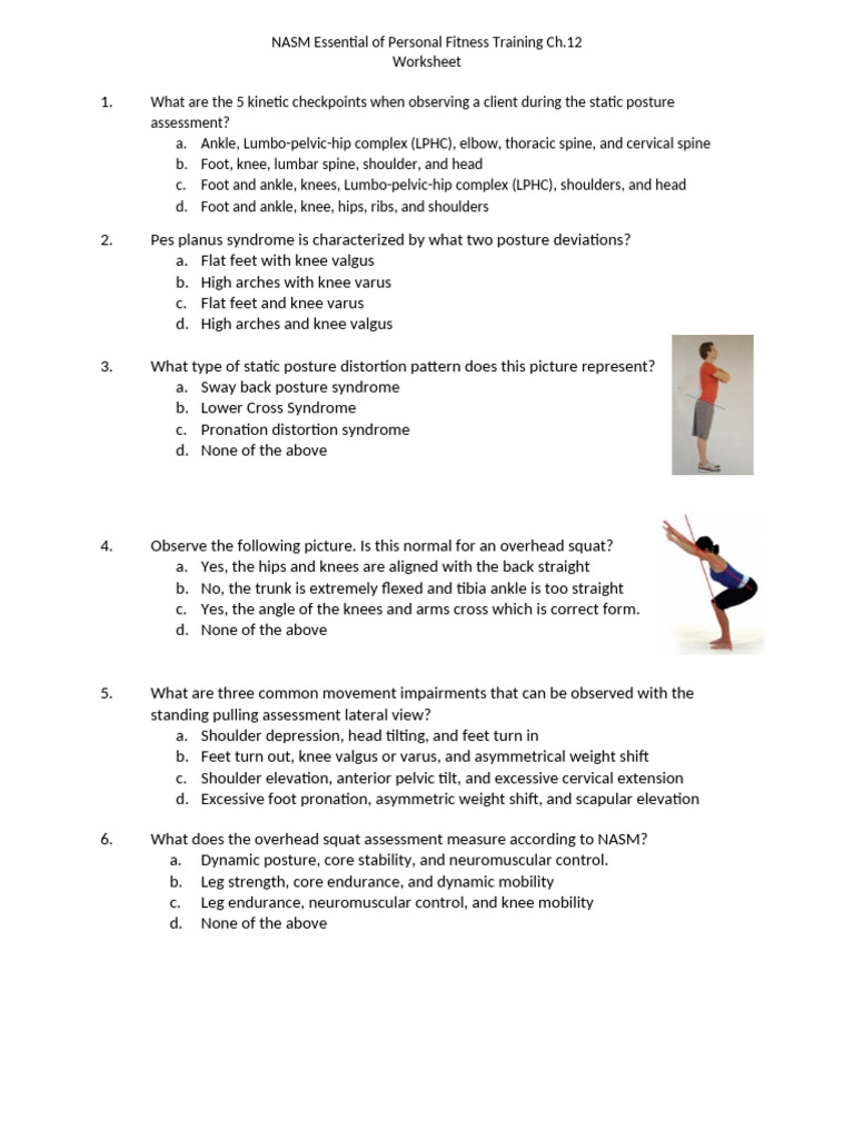NASM CPT7 - Chapter - 12 - Worksheet - Final | PDF | Foot | Anatomical ...