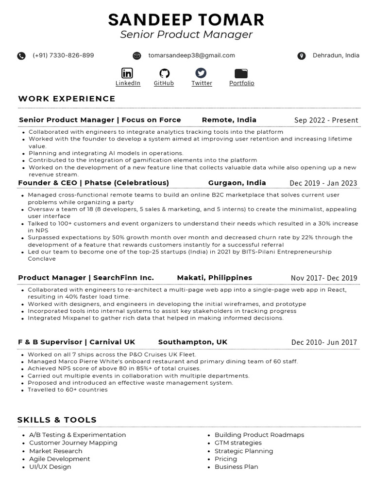 Sandeep Tomar - Product Manager | PDF | Software | Computing