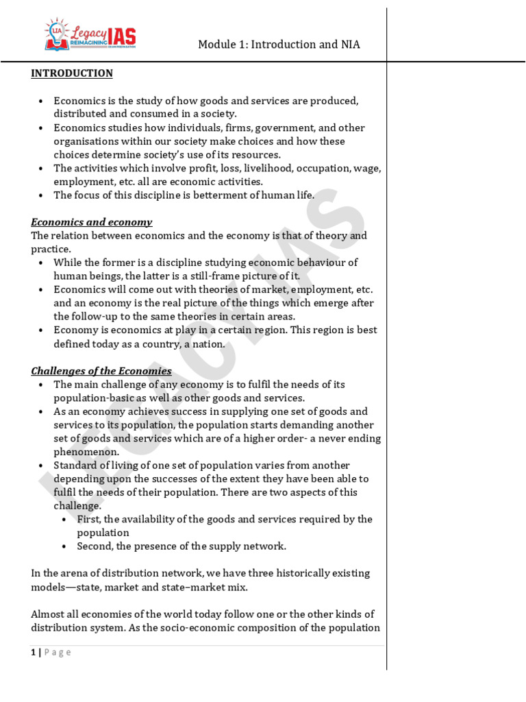 Module 1 Intro and NIA | PDF | Gross Domestic Product | Macroeconomics