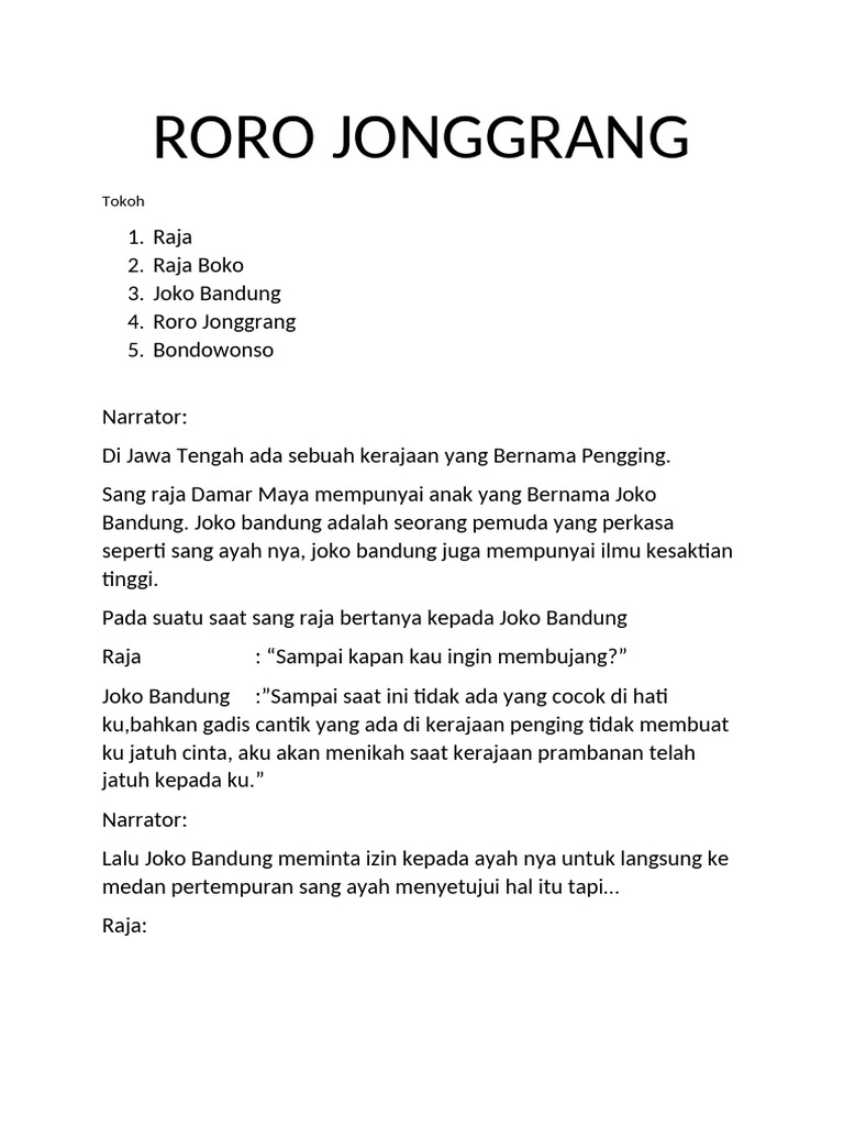 Roro Jongrang | PDF