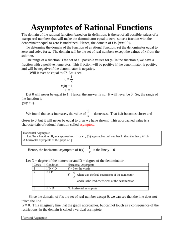 Asymptotes of Rational Function | PDF | Asymptote | Function (Mathematics)