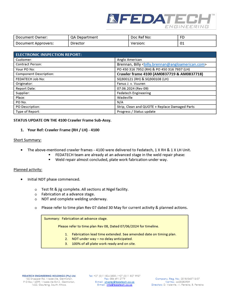 AM0837719 - 8 CRawler Frame 4100 Rev 09 07 June 2024 | PDF