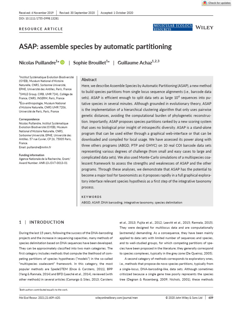 ASAP | PDF | Species | Cluster Analysis