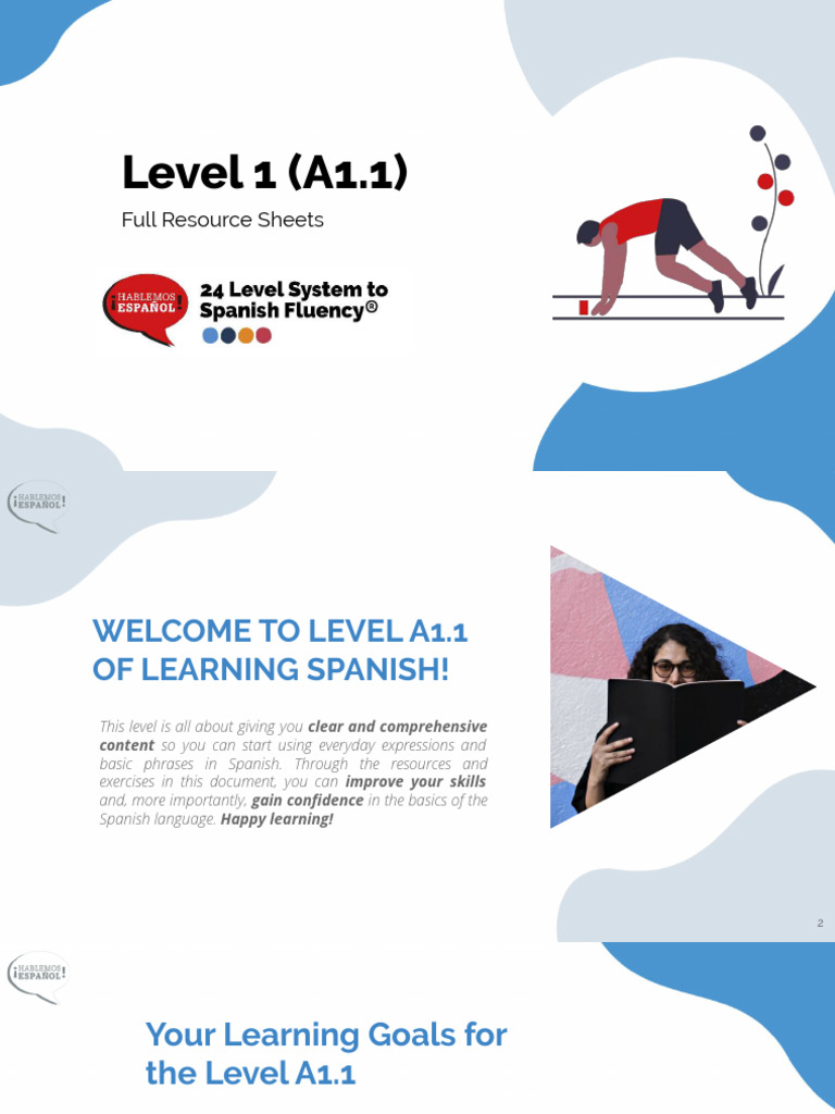 Level A1.1 Spanish Resource Sheets | PDF | Grammatical Gender | Grammatical Number
